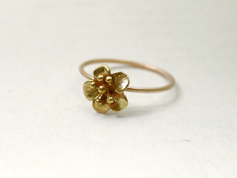 Gold Flower Ring - Blossom Ring - Stacking Rings - Bridesmaid Gifts - Etsy