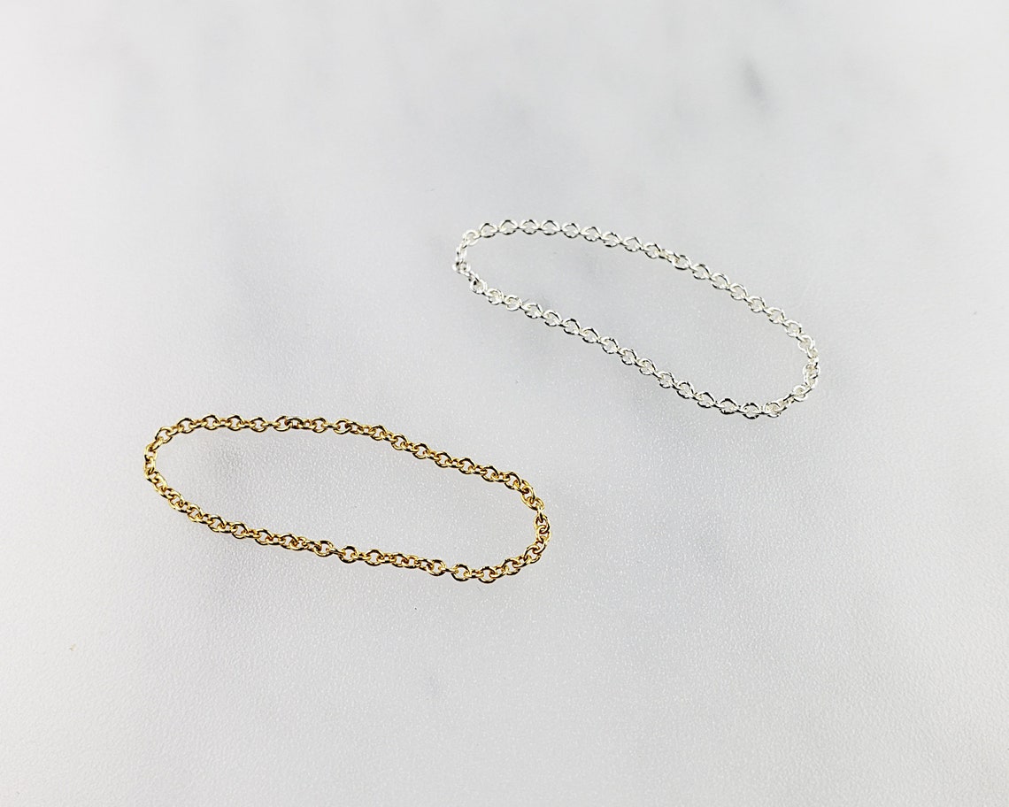 Circle Chain Ring Tiny Chain Gold Chain Ring Silver | Etsy