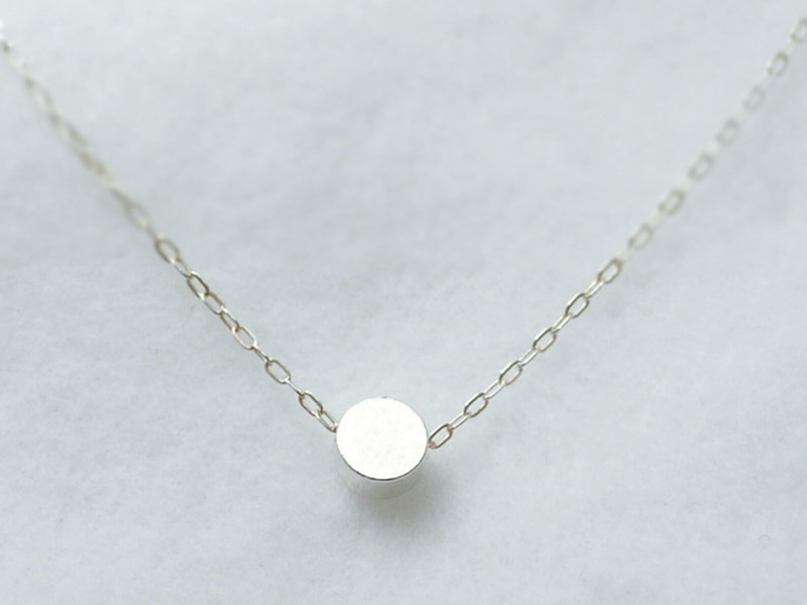 Silver Circle Dot Necklace - Tiny Bead on Sterling Silver Chain ...