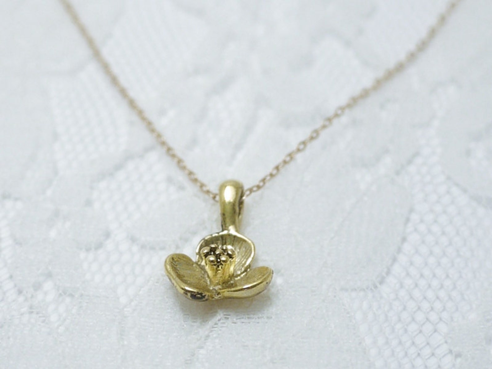 Gold Flower Necklace Pendant Charm on Gold Filled Chain - Etsy