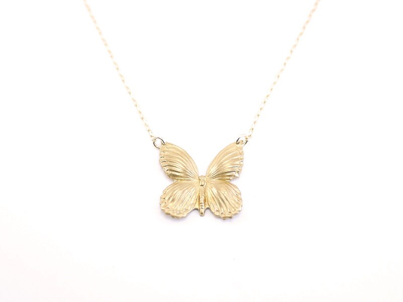 Butterfly necklace gold necklace nature delicate jewelry | Etsy