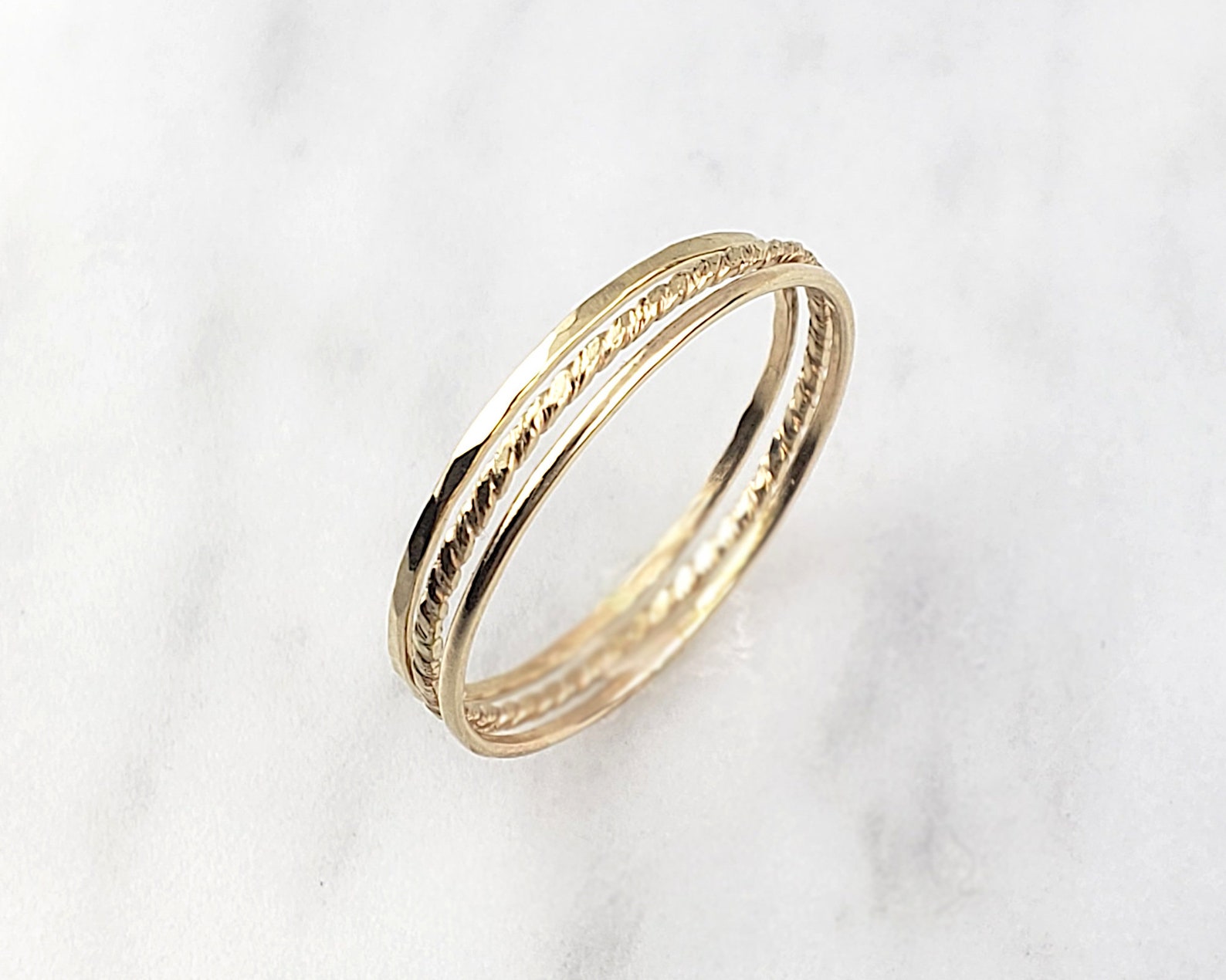 Daily Ring Set Three Ring Set Gold Ring Set Silver Ring - Etsy