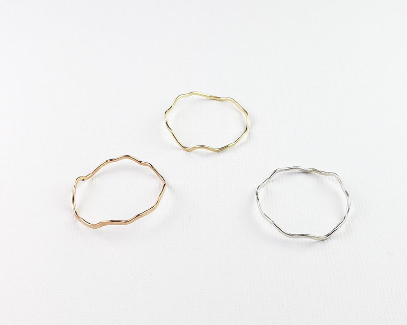 Hammered Squiggle Ring Organic Stacking Ring Gold Filled - Etsy