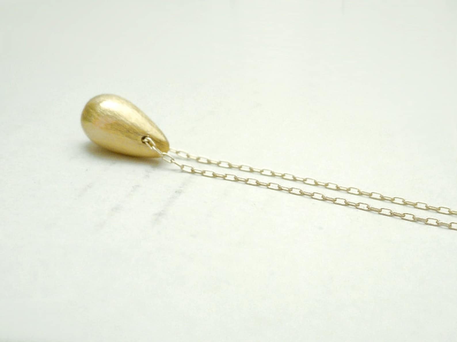 Gold Teardrop Necklace - Long Gold Filled - Simple Minimal Illusy - Etsy
