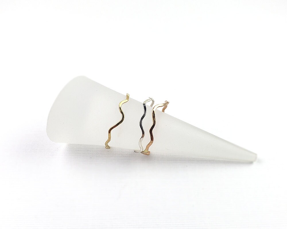 Hammered squiggle ring organic stacking ring gold filled | Etsy