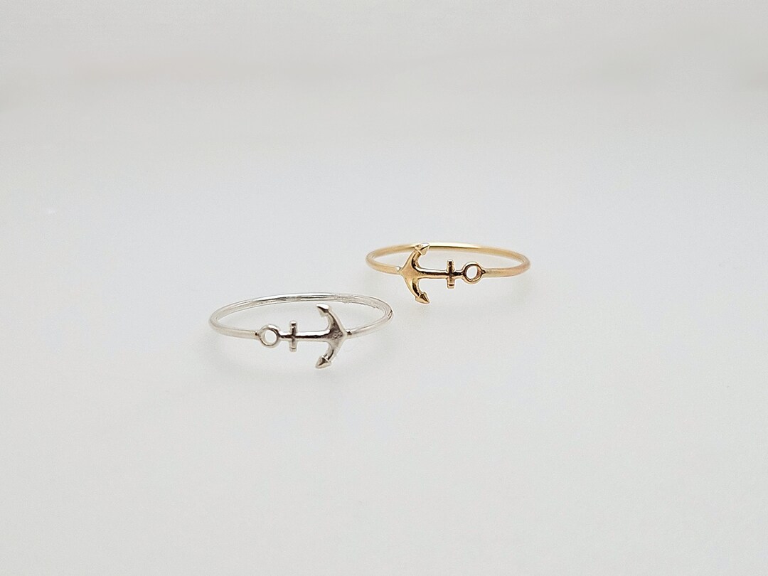 Small Anchor Ring - Gold Anchor Ring - Silver Anchor Ring - Sideways Anchor - Hope Ring ...