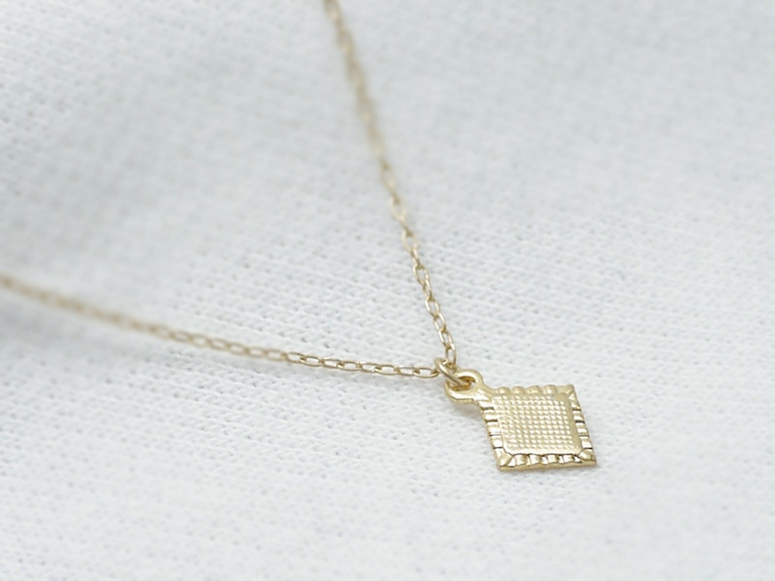 Tiny Gold Diamond Necklace Tiny Diamond Charm on 14K Gold - Etsy
