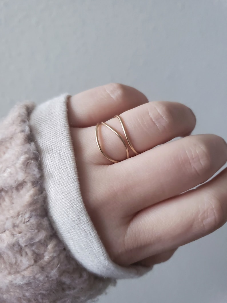 Arc Ring Set - Curve Ring - Gold Silver - Layered Ring Set - Stacking ...