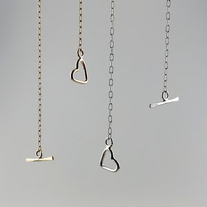 Heart Toggle Chain Necklace - Small Heart - Gold Silver - Simple Chain ...