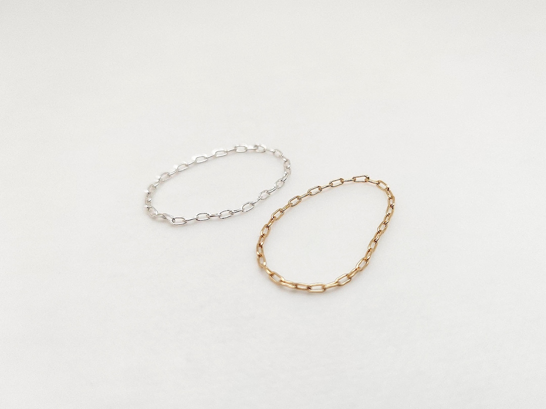 Chain Ring - Gold Chain Ring - Silver Chain Ring - Thin Stackable ...