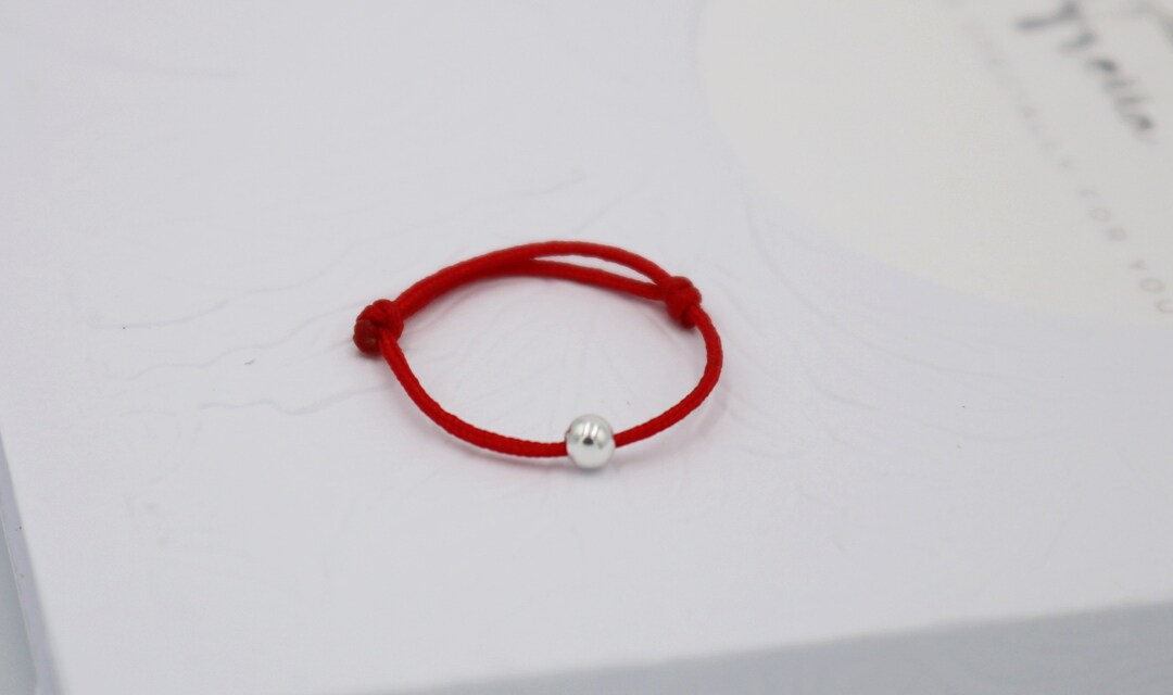 925 Sterling Silver Red String of Fate Ring, Red String Ring, Promise ...