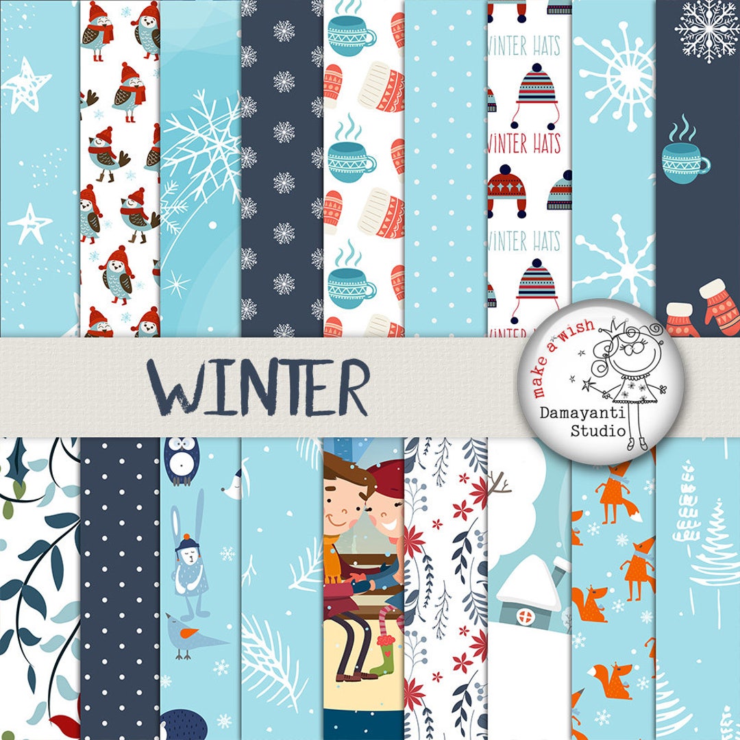 Winter Digital Paper, Christmas Paper, Christmas Patterns, Planner ...