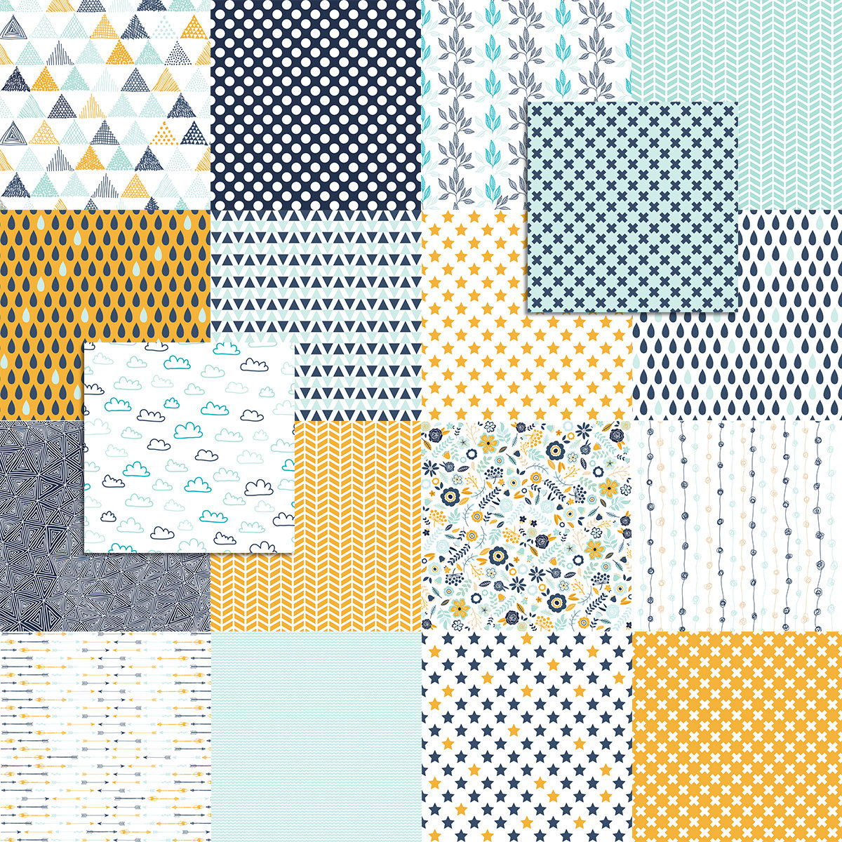 Yellow and Navy, Blue View Digital Paper - YELLOW AND BLUE, Dots Paper ...