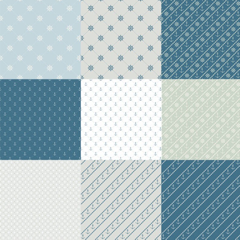 Nautical Digital Paper Anchor Digital Paper Coastal Digital Paper Navy ...