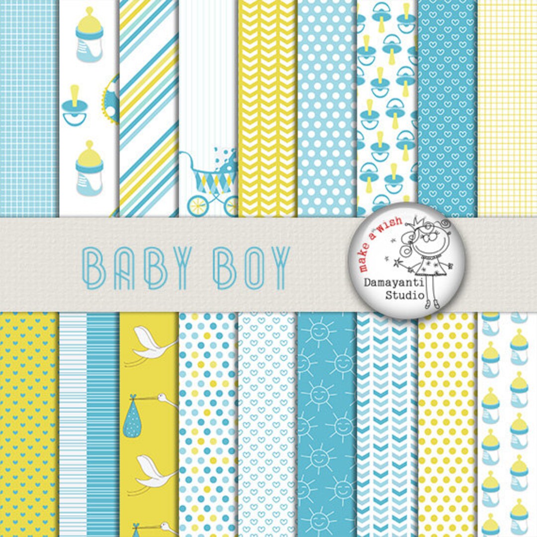 Baby Boy Digital Papers, Baby Digital Paper, Printables, Blue Papers ...