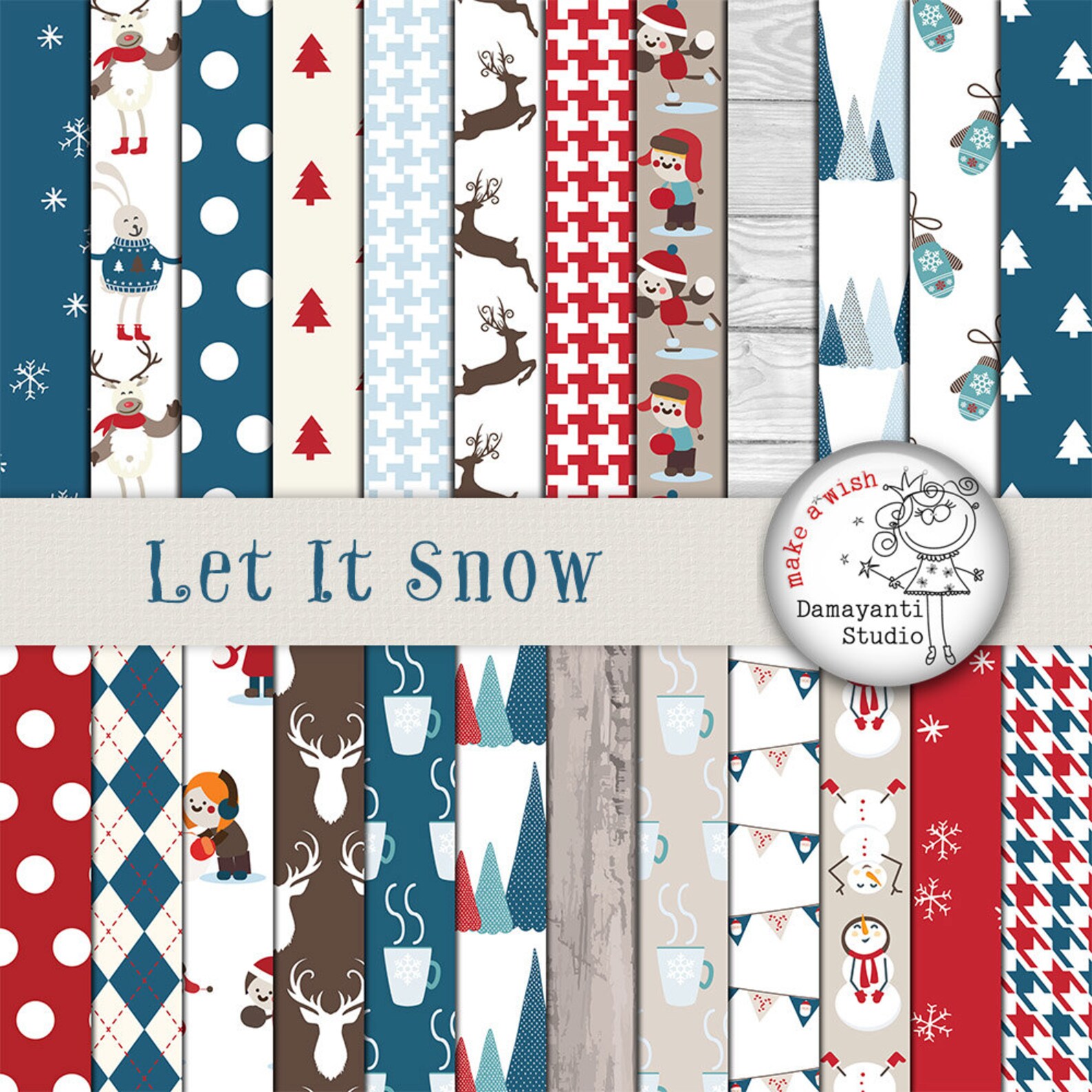 Let It Snow Winter Digital Papers, Winter Chill Papers, Winter ...