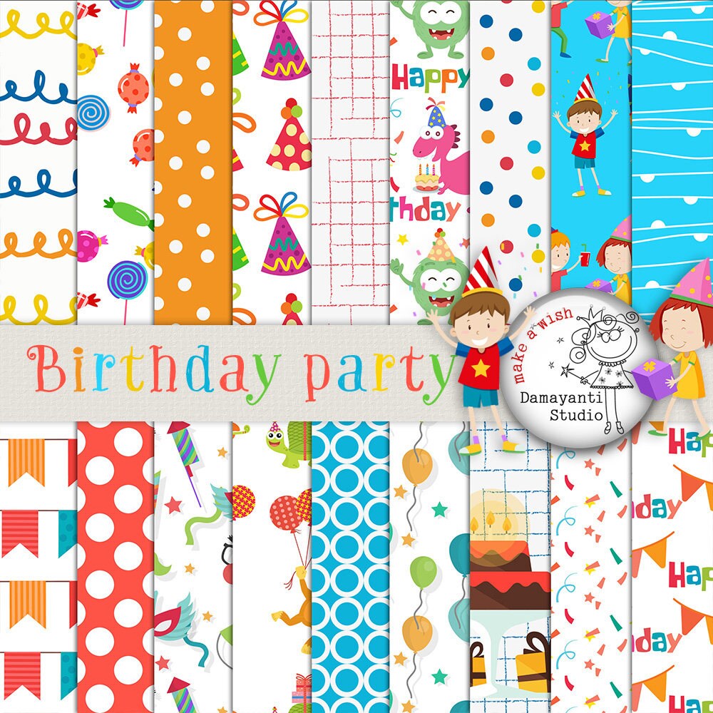 Birthday Party Papers, Happy Birthday, Cards, Invitations, Labels, Cake ...