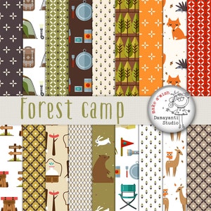 Camping Digital Papers, Great Outdoors Papers, Camping Scrapbook Papers ...