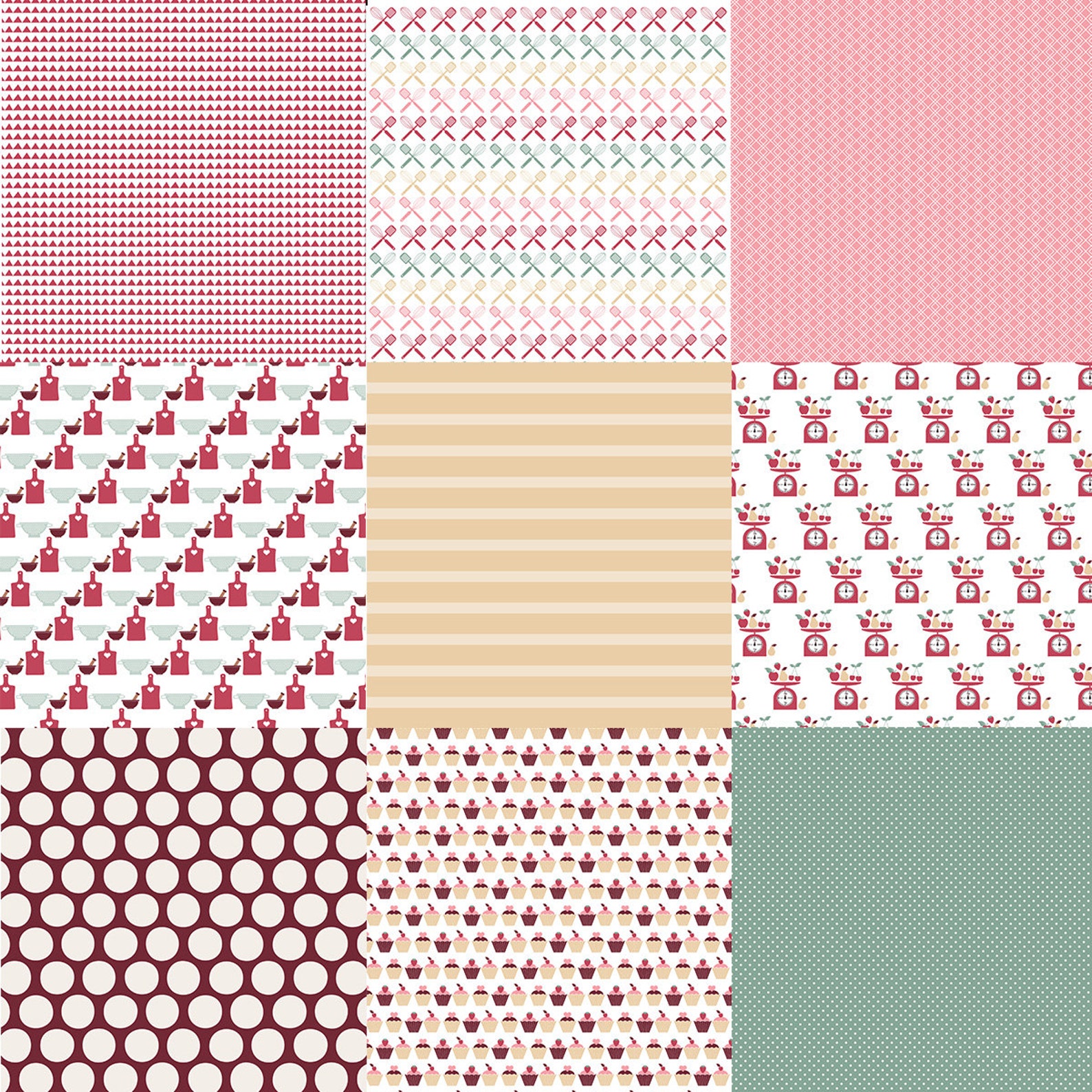 Kitchen Digital Paper, Kitchen Utensils Crockery Backgrounds, Retro ...