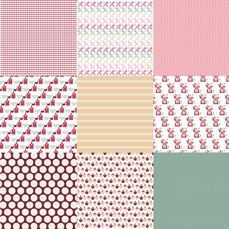 Kitchen Digital Paper, Kitchen Utensils Crockery Backgrounds, Retro ...