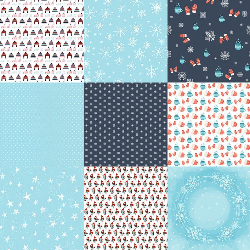 Winter Digital Paper, Christmas Paper, Christmas Patterns, Planner ...