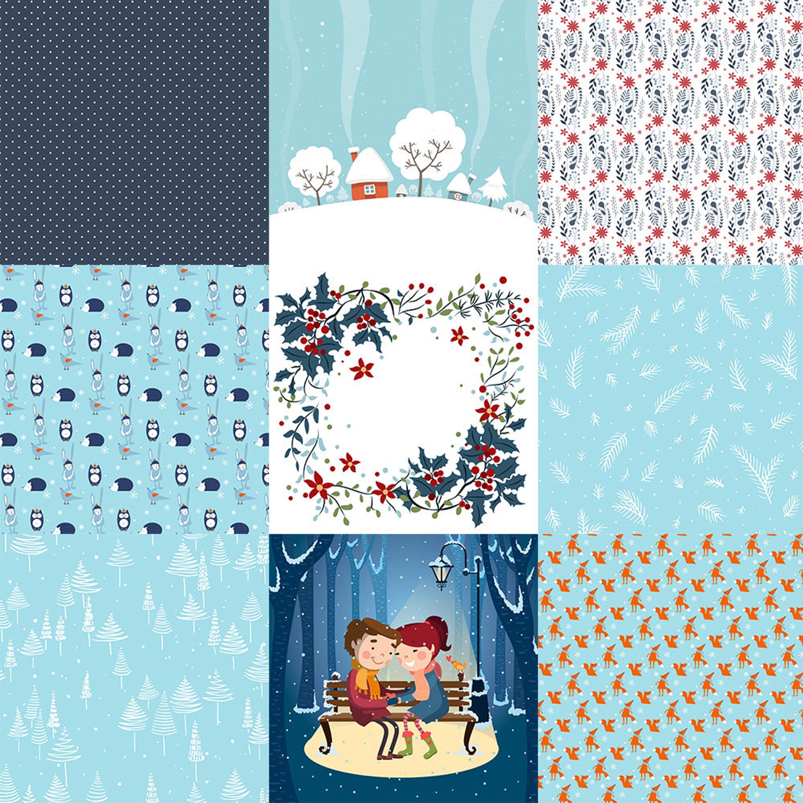 Winter Digital Paper, Christmas Paper, Christmas Patterns, Planner ...