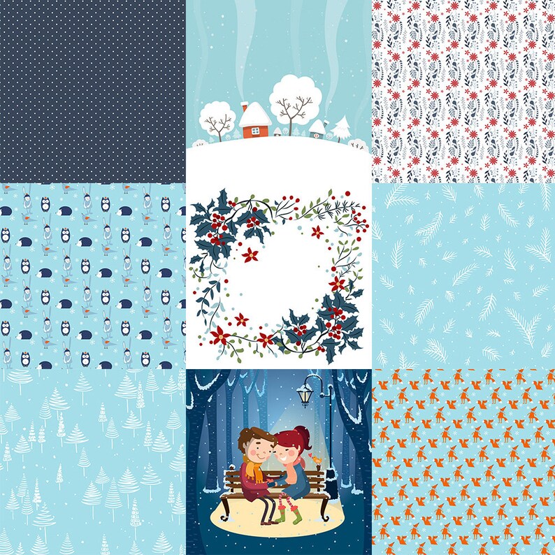 Winter Digital Paper, Christmas Paper, Christmas Patterns, Planner ...