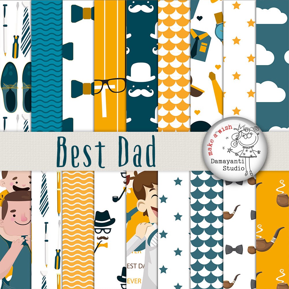 Man Digital Paper, Fathers Day Papers, Dad Papers, Best Dad, Yellow ...