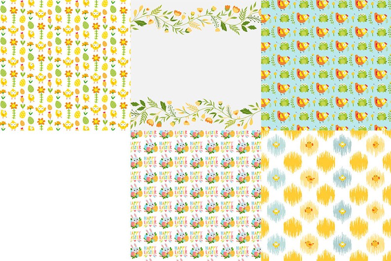 Easter Digital Paper Easter Bunny Scrapbook Papers Chick Wallpaper ...