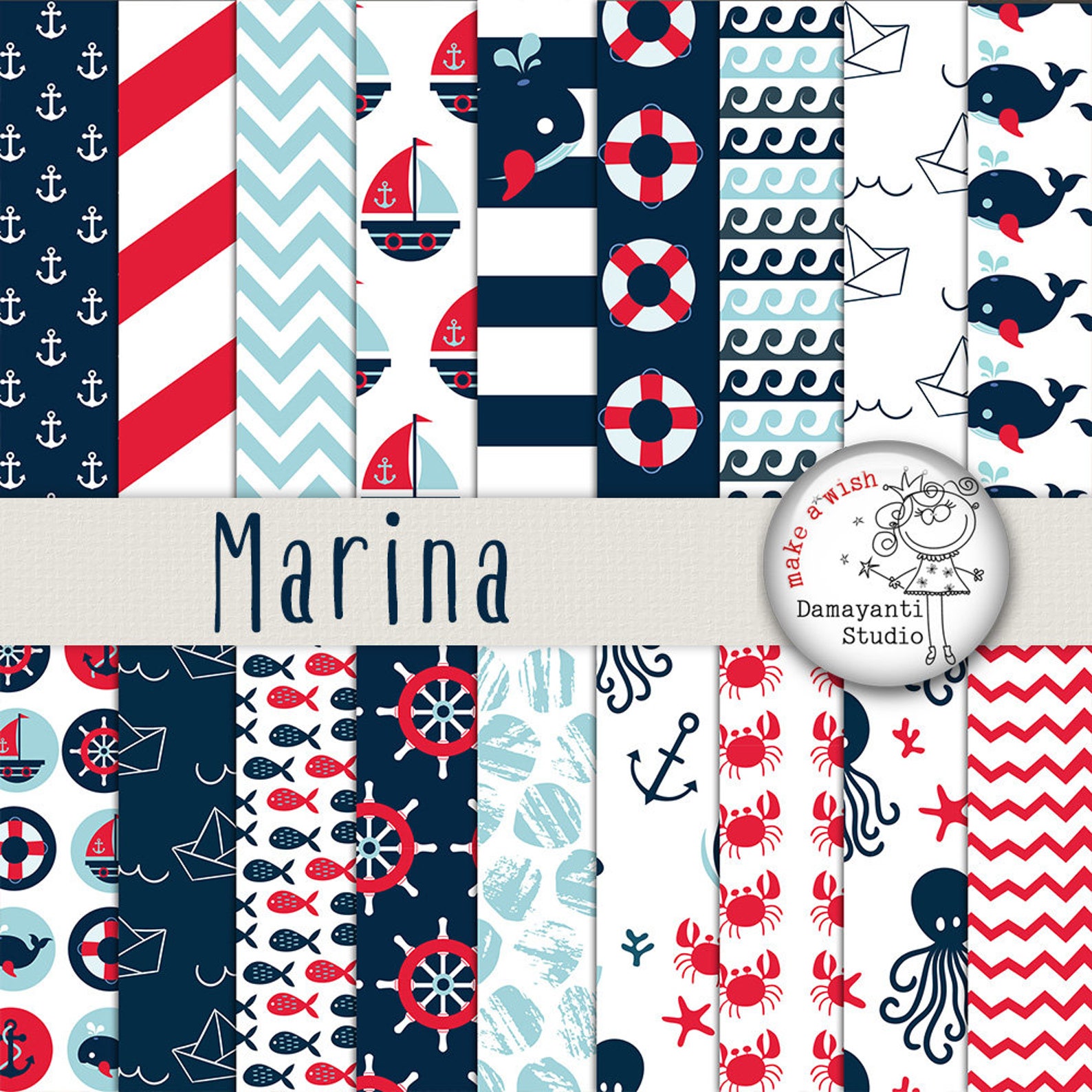 Nautical Papers, Marina Papers, Sea Papers, Ocean Paper, Blue Papers ...