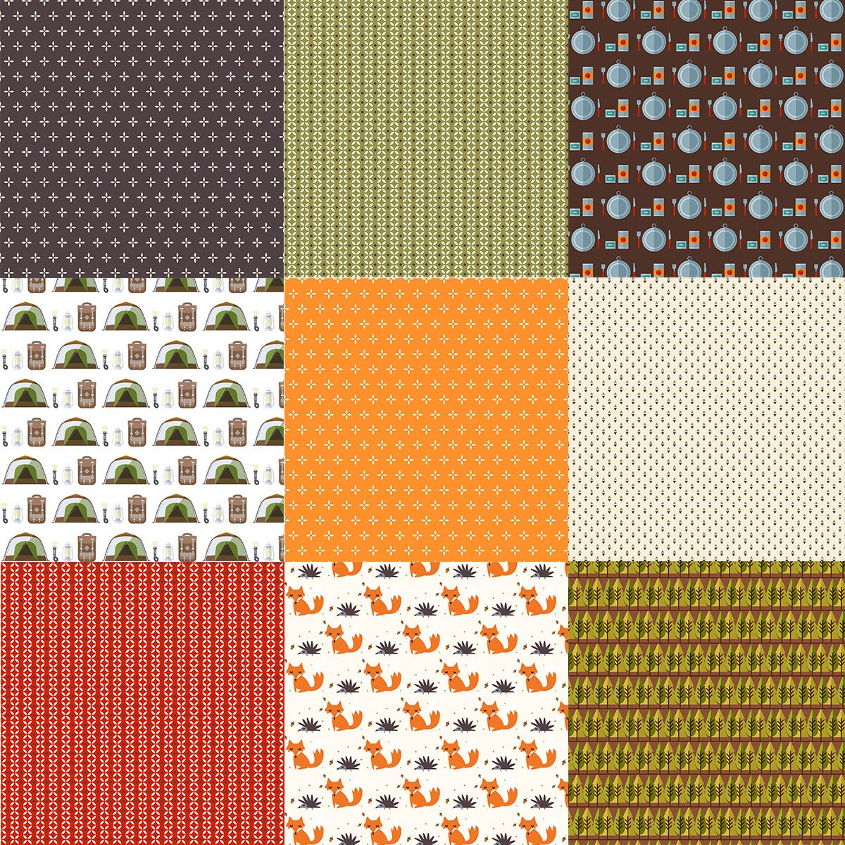 Camping Digital Papers, Great Outdoors Papers, Camping Scrapbook Papers ...