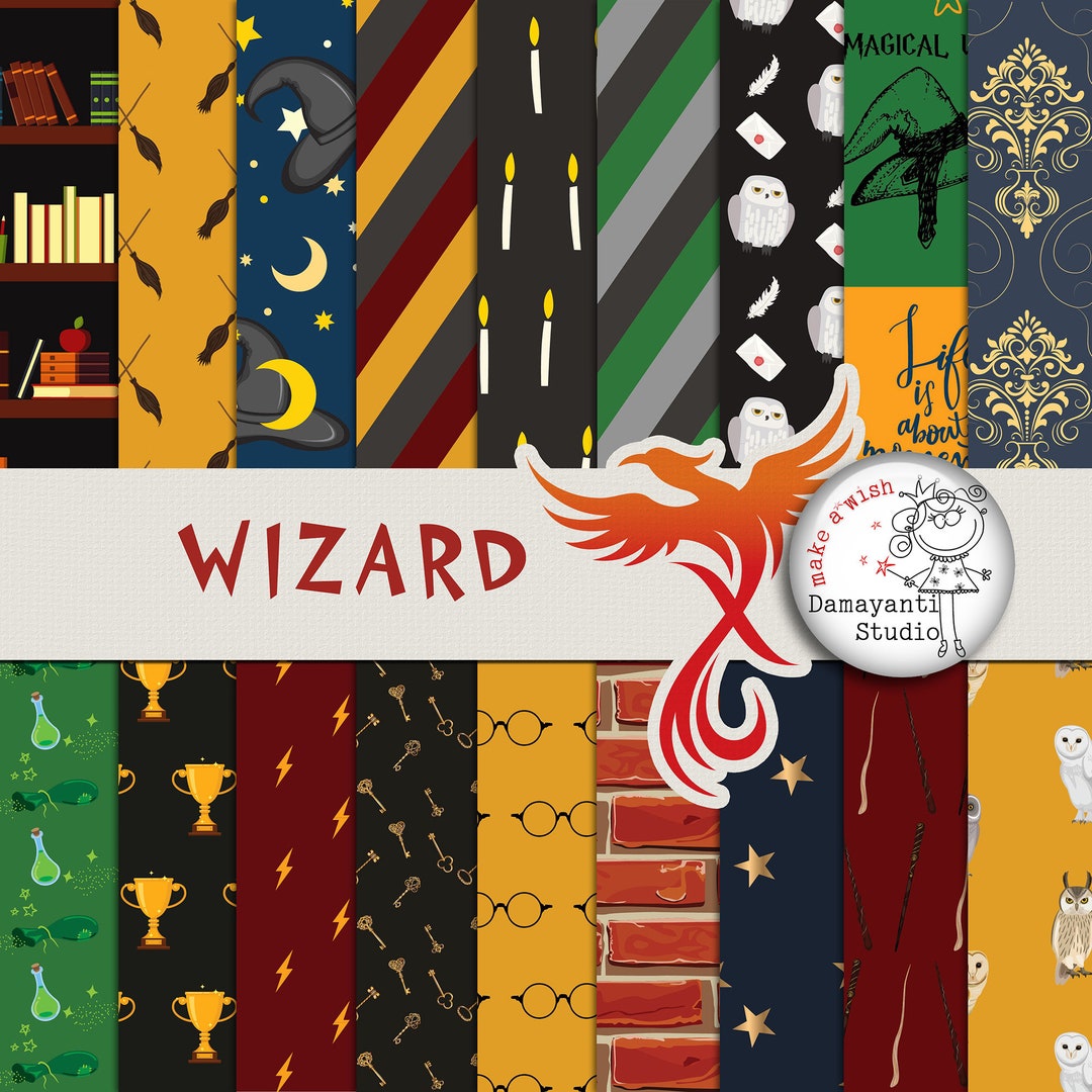 INSTANT DOWNLOAD, Wizard, Magic, Digital Scrapbook Kit, Digital Papers ...