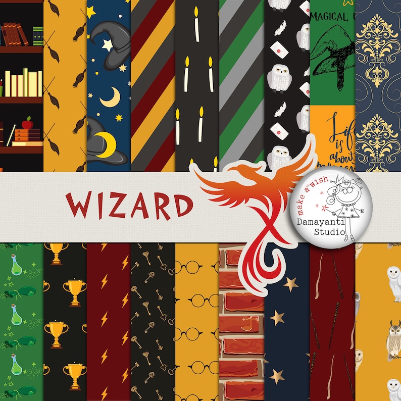 INSTANT DOWNLOAD, Wizard, Magic, Digital Scrapbook Kit, Digital Papers ...