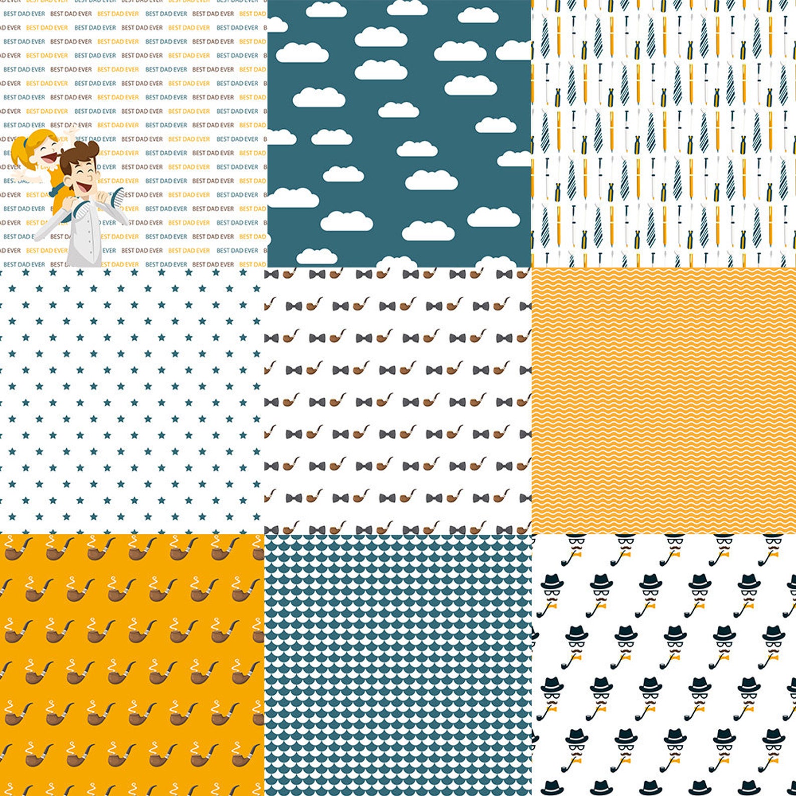 Man Digital Paper, Fathers Day Papers, Dad Papers, Best Dad, Yellow ...