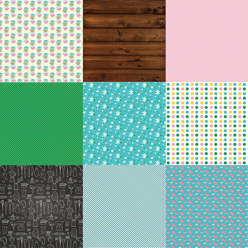 Homemade, Food Papers, Kitchen Papers, Retro Kitchen Digital Paper ...