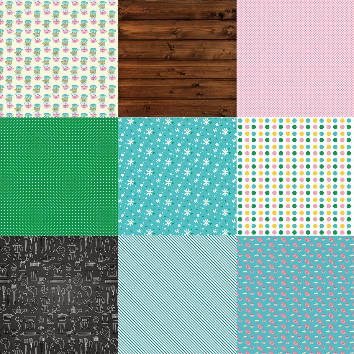 Homemade, Food Papers, Kitchen Papers, Retro Kitchen Digital Paper ...