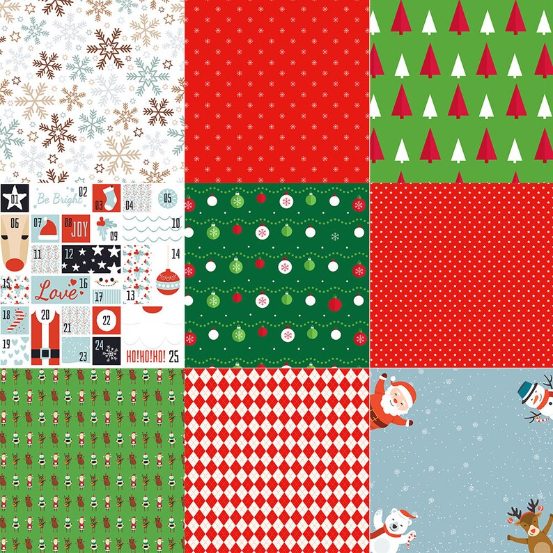 Christmas Digital Paper, Red and Green, Blue Paper, Calendar Paper ...