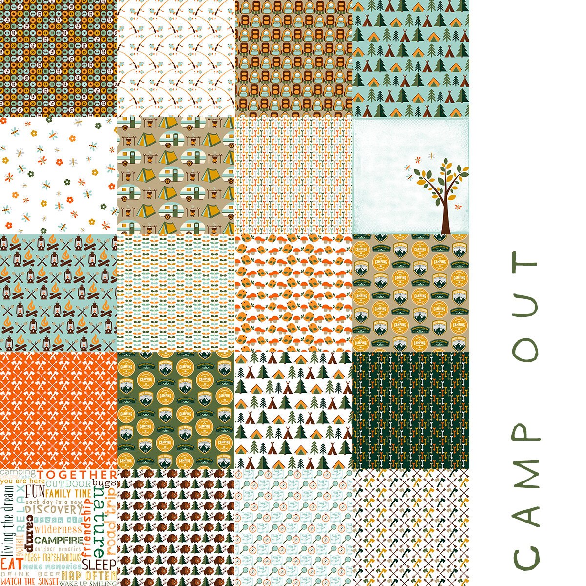 Camping Digital Papers, Great Outdoors Papers, Camping Scrapbook Papers ...