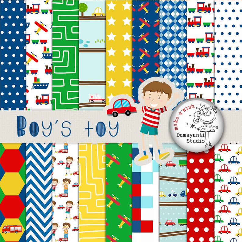 Car Digital Papers, Transportation Printable Papers, Boys Paper, Toy ...