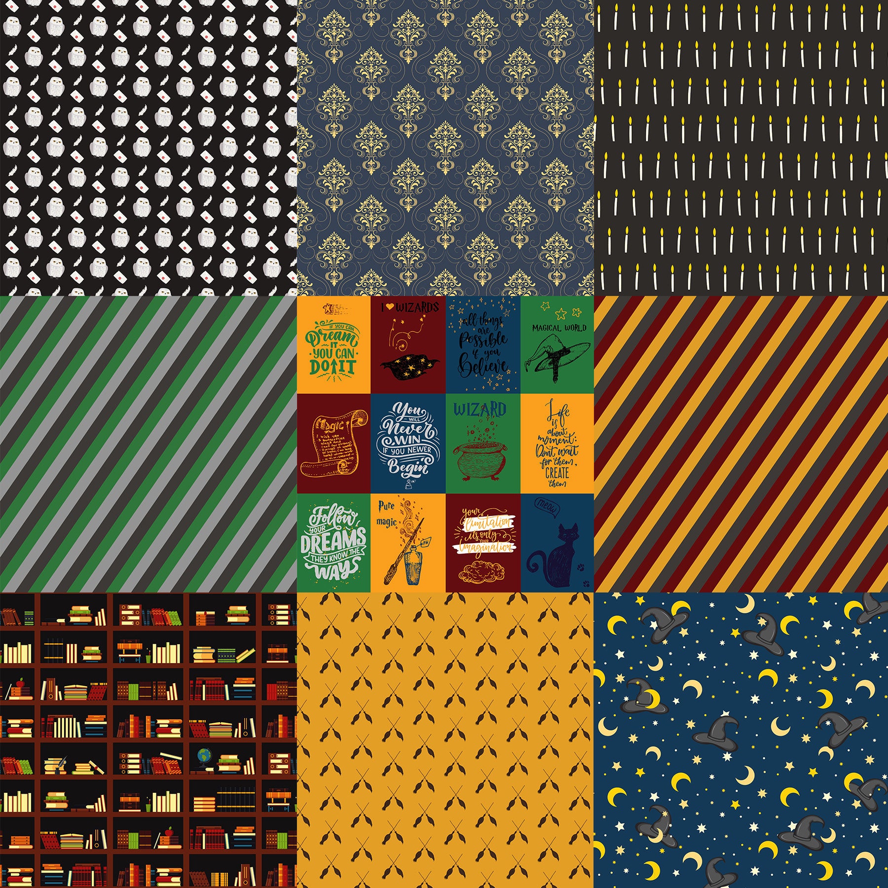 INSTANT DOWNLOAD, Wizard, Magic, Digital Scrapbook Kit, Digital Papers ...