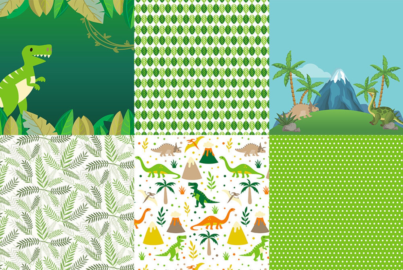 Dino Digital Scrapbooking Paper, Dinosaurus, Green, Jungle Paper ...