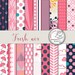 Pink, Navy, Fresh Air Digital Papers, Dots Paper, Umbrella Paper ...