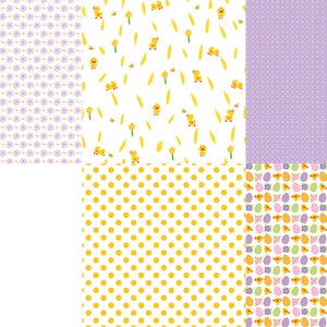 EASTER BUNNY Digital Paper in Pink, Yellow and Lilac, Eggs, Create ...
