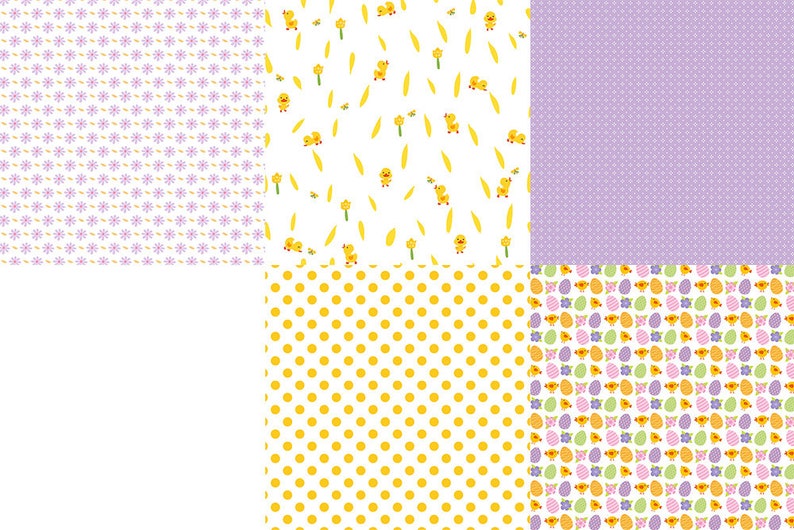 EASTER BUNNY Digital Paper in Pink, Yellow and Lilac, Eggs, Create ...