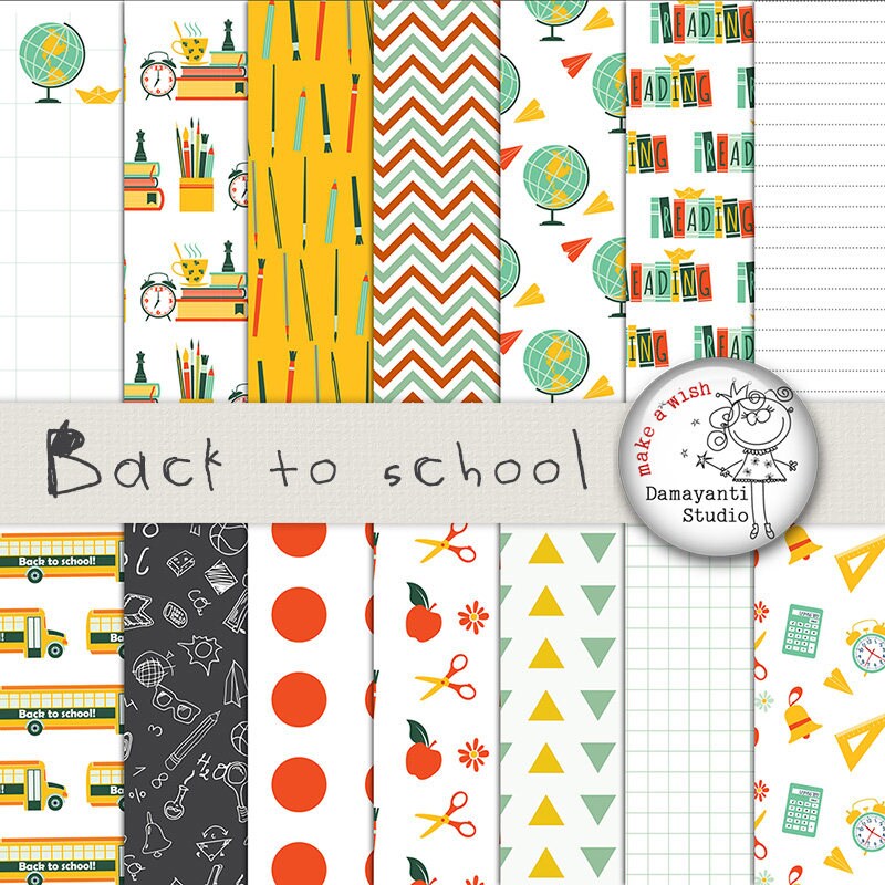 Back to School Digital Paper, Fall Paper, Chalkboard Doddles, Teacher ...