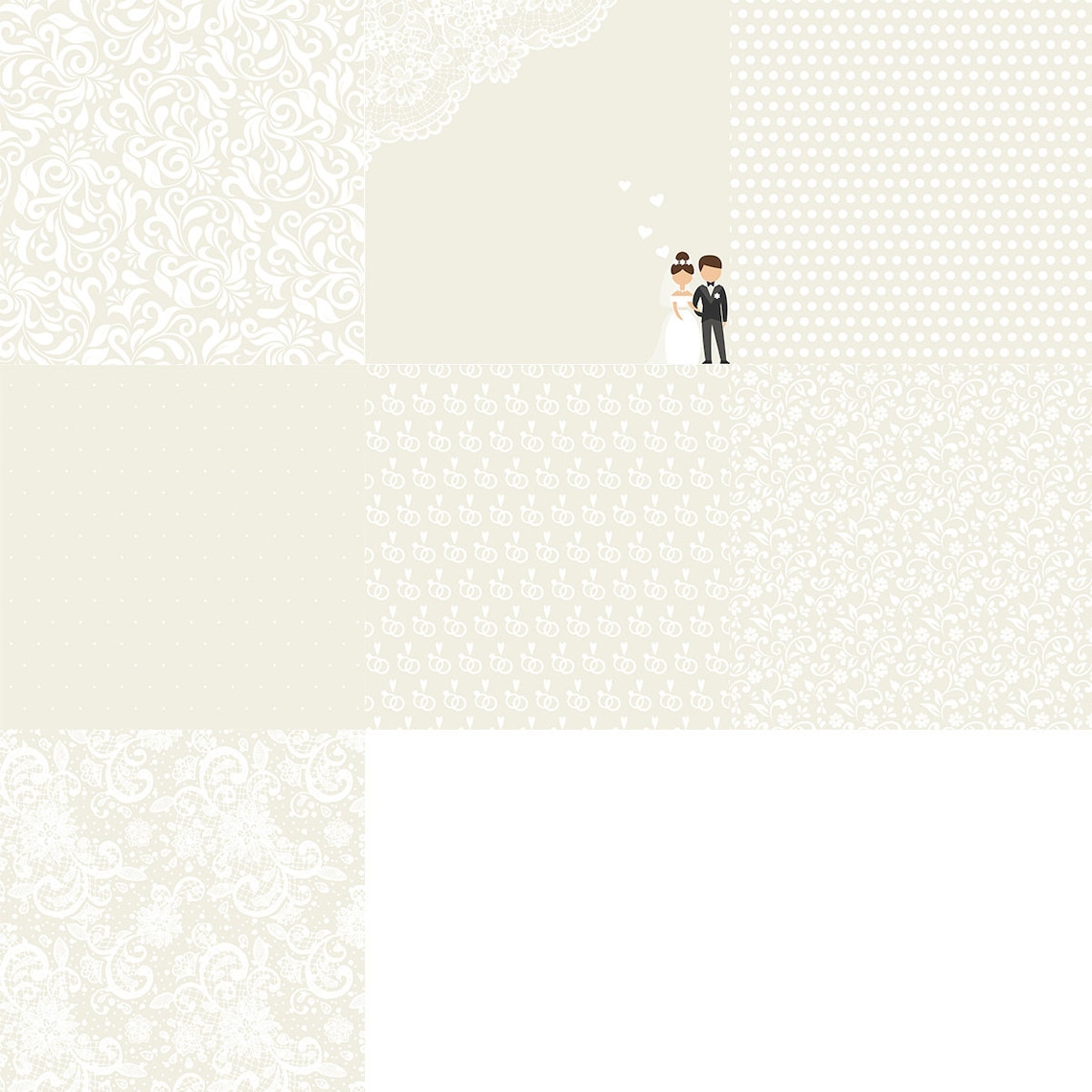 White Wedding Digital Paper Wedding Pattern Wedding Invitation Damask ...