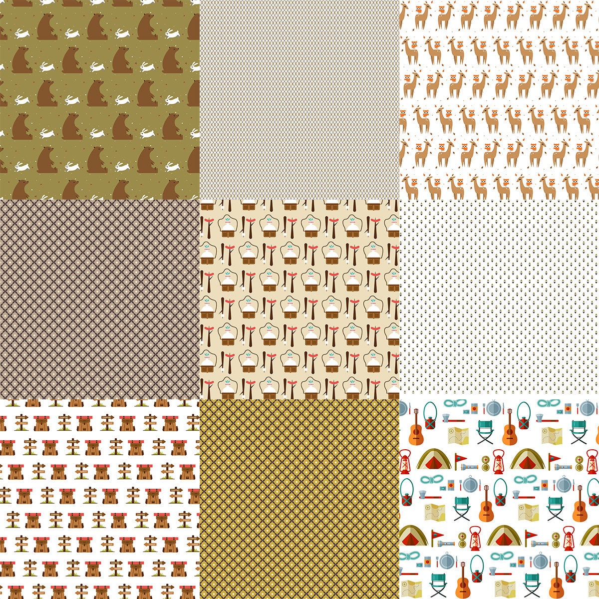 Camping Digital Papers Great Outdoors Papers Camping - Etsy