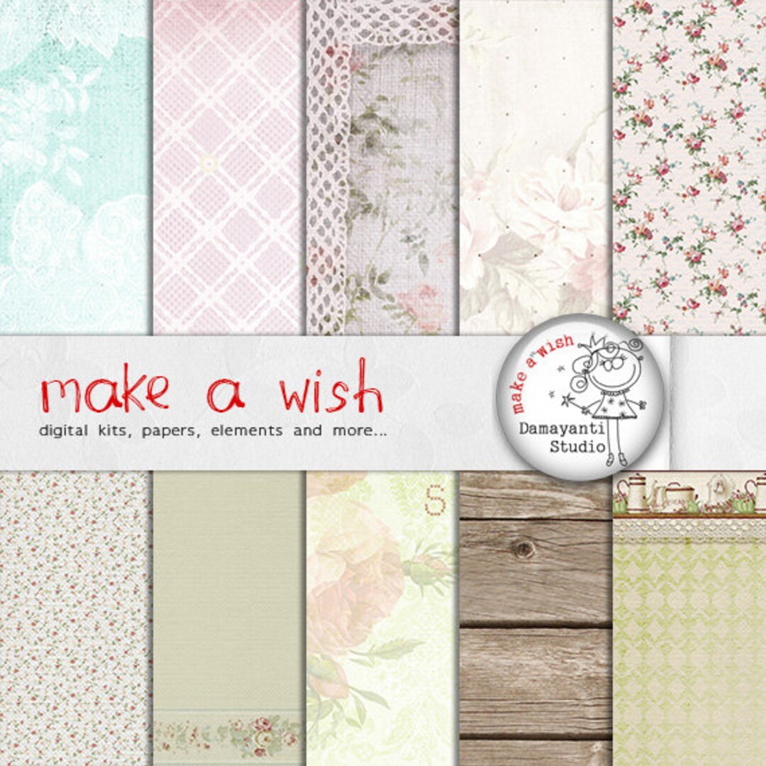 Sweet Home Digital Papers, Printable Paper, Romantic Flowers, Digital ...