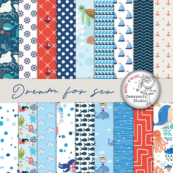 Dream for Sea Digital Paper Nautical Papers Oceans Paper | Etsy