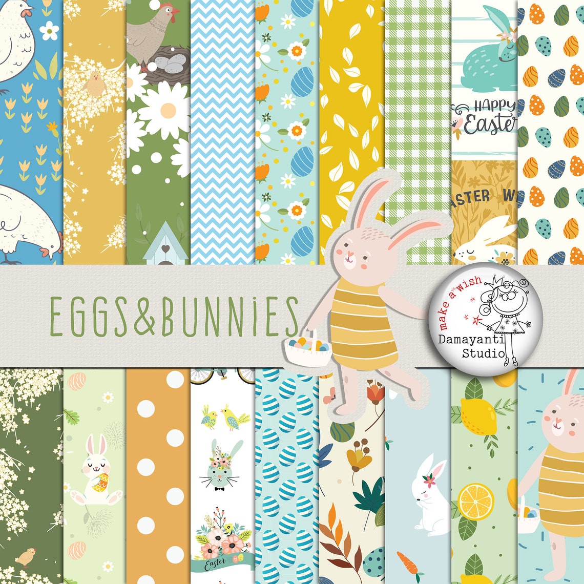 INSTANT DOWNLOAD, Eggs&bunnies, Easter, Spring, Planner Stickers, Craft ...